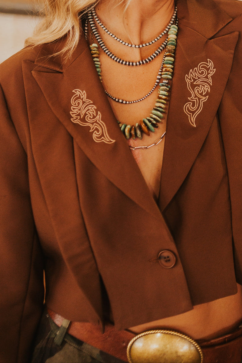 The Western Fly Cropped Blazer in Brown – The Good Babes Co. LLC